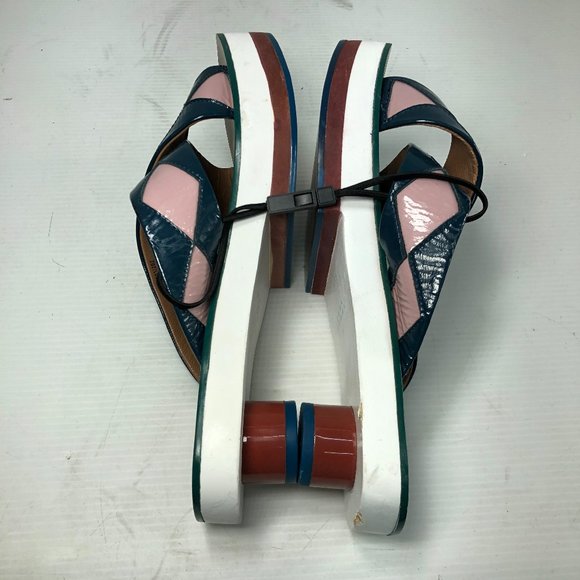 Zara | Shoes | Zara Japanese Sandals Blue Pink Vegan Leather Wooden ...